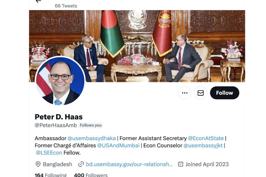 US embassy says Ambassador Peter Haas does not have personal Twitter ...