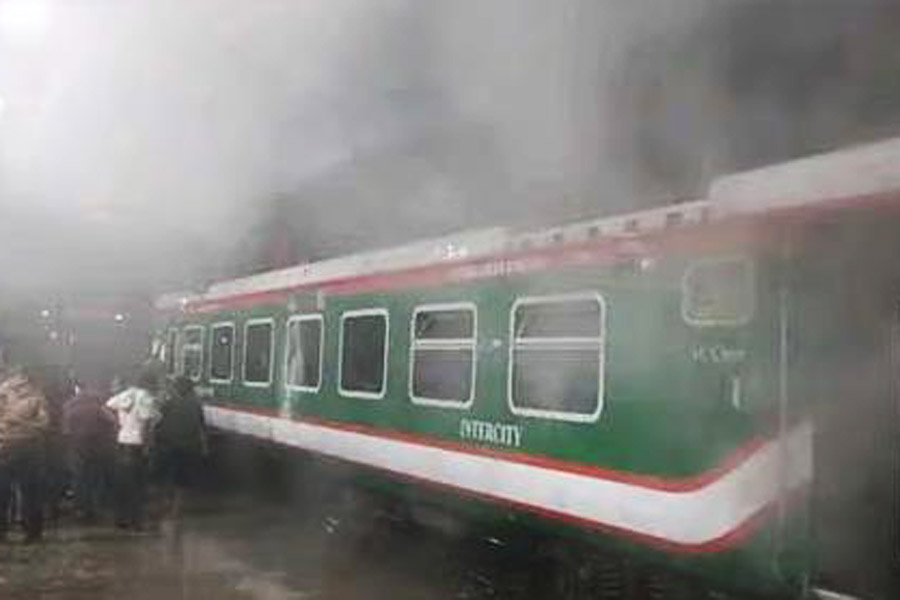 Upaban Express set on fire in Sylhet | The Financial Express