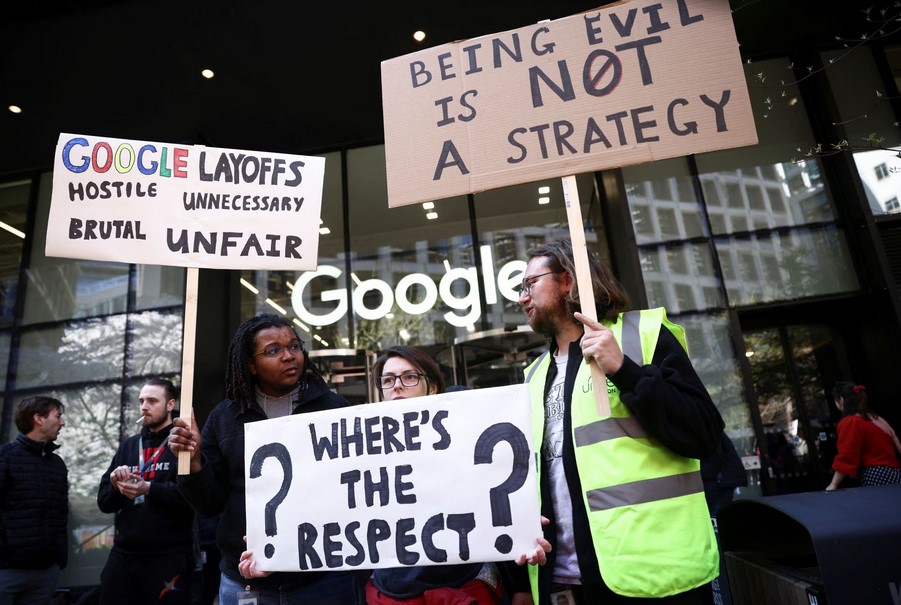 Google workers in London stage walkout over job cuts | The Financial ...
